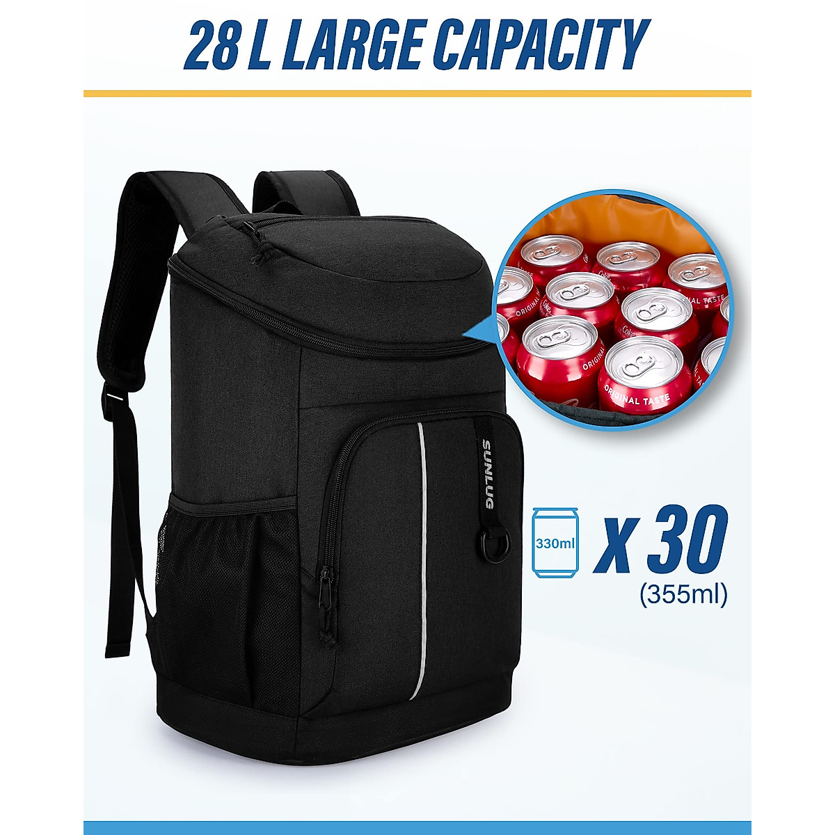 SUNLUG Cooler Backpack 30 Cans Leakproof Backpack Cooler, Insulated Lightweight Backpack Large Cooler Backpacks for Men Women to Picnics, Camping, Beach