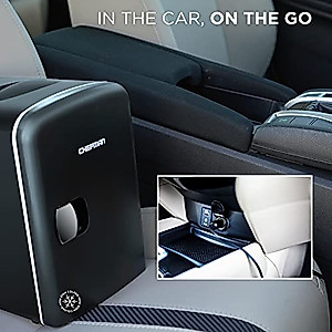 Chefman Mini Portable Personal Fridge Extra-Cold Or Warm, Compact Storage for Skin Care, Formula, Or Snacks, Fits 6 12-oz Cans, Lightweight 4-Liter Capacity, Black