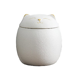 Mozacona Ceramic Jar Embossed Cat Small Candy Dish Sugar Bowl Storage Jar Canister with Seal Lid