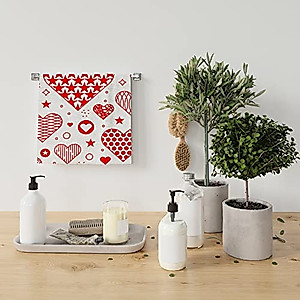 My Little Nest Hand Towels for Bathroom Valentine's Day Modern Hearts Absorbent Small Bath Towel Soft Kitchen Towels Fingertip Towel for Guest and Bar 30 x 15 inch