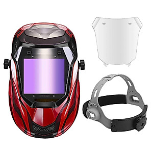 DEKOPRO Solar Powered Welding Helmet Auto Darkening Professional Hood with Wide Lens Adjustable Shade