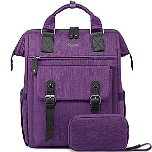 LOVEVOOK Laptop Backpack for Women Teacher Doctor Nurse Bags Work Backpack Purse Business Computer Bag, College Backpack Daypack, Anti-theft Travel Backpack with USB Charging Port, Dark Purple