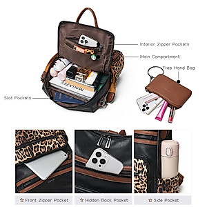 Shrrie Backpack Purse for Women Leather Backpack Fashion Designer Travel Backpack Convertible Shoulder Bag