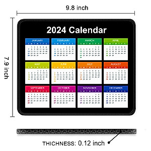 Auhoahsil Mouse Pad, 2024 Calendar Anti-Slip Rubber Mousepad with Stitched Edges for Office Gaming Laptop Computer PC Men Women, Customized Pattern, 10.2" x 8.7", New Year 2024 Calendar, Black