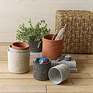 Design Ideas Melia Baskets, Nested Set of 4 Woven Jute Cylinder Containers, Black