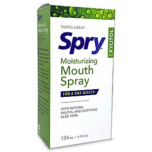 Spry Xylitol Moisturizing Bad Breath Mouth Spray, Bad Breath Treatment Oral Breath Spray with Natural Spearmint, 4.5 fl.oz (Pack of 1)