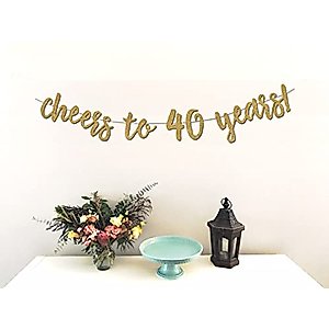 Cheers to 40 Years Banner - Premium Glitter Cardstock Paper - Larger Text for Better Visibility - Perfect Decoration for 40th Birthday Party Celebration