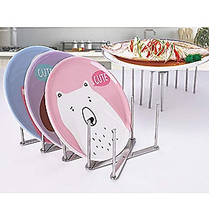 Kitchen Dish Plate Pot Lid Organizer Holder Adjustable Length Stainless Steel Chopping Board Organizer Stand Holder for Pan Lids, Plates, Dishes, Cutting Boards