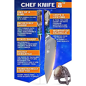 Dalstrong Chef Knife - 8 inch - Valhalla Series - Premium 9CR18MOV HC Steel - Celestial Resin & Wood Handle - Razor Sharp Kitchen Knife - Professional Use - w/Leather Sheath
