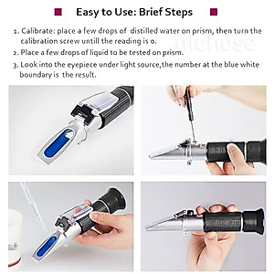 Refractometer for Grape Wine Brewing, Measuring Sugar Content in Original Grape Juice and Predicting The Wine Alcohol Degree, Dual Scale of 0-40% Brix & 0-25% vol Alcohol, Wine Making Kit