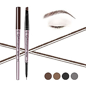Music Flower Double Ended Eyebrow Pencil, Waterproof Natural Brow Enhancing Pen, Long lasting Eye Makeup, Pack of 1, Dark Brown