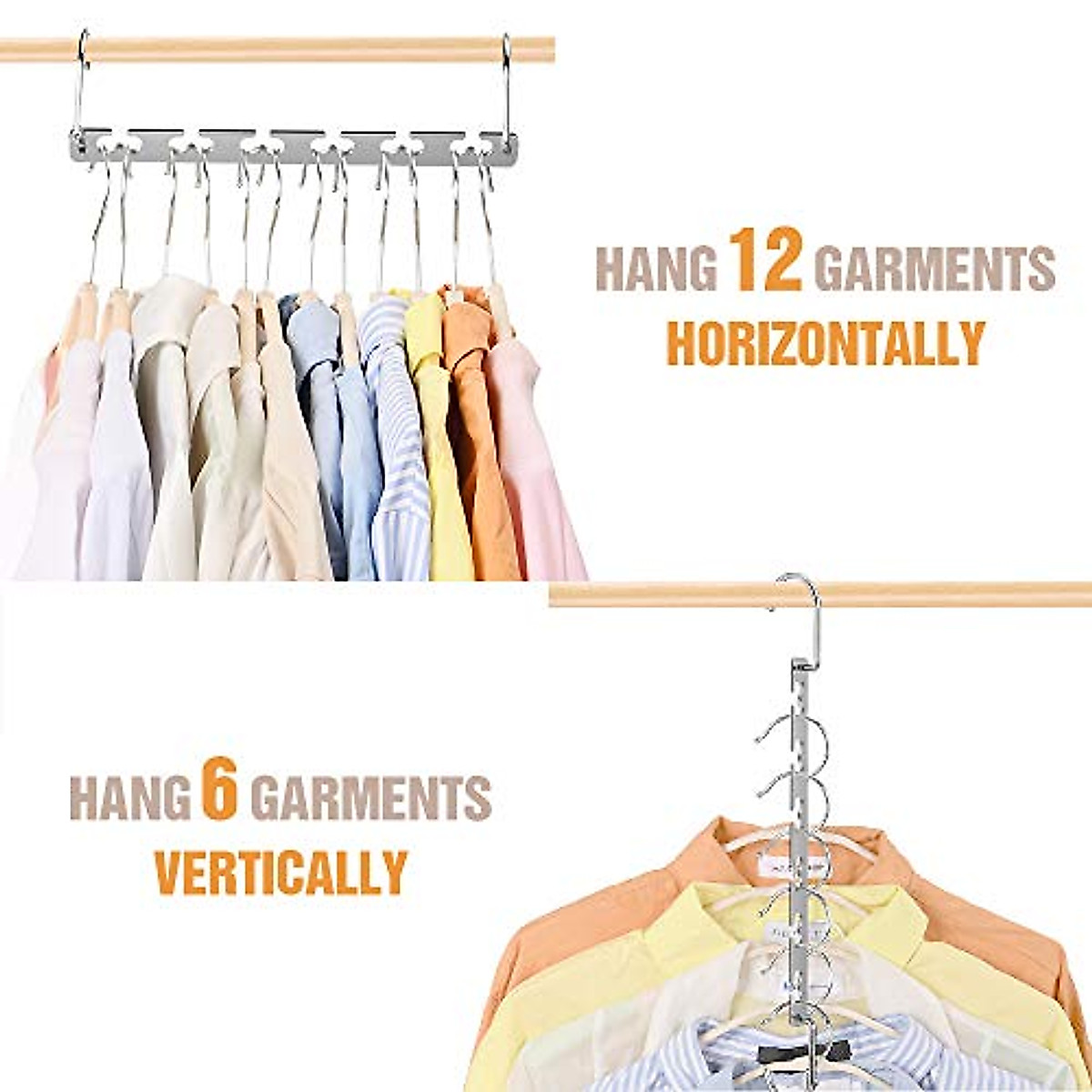 XFKITCHEN Metal Magic Hangers Space Saving Clothes Hangers Closet Space Saver Clothing Hanger Oragnizer for Wardrobe Space,Wrinkle-Free Clothes（Pack of 4）
