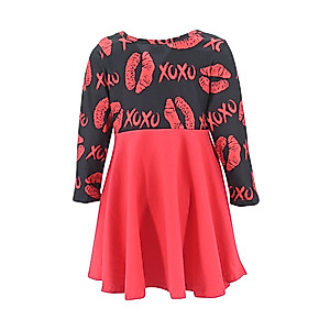 Unique Baby Girls Valentines Day Kisses Lips Tutu Dress (4Y, Red)