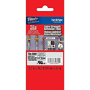 Brother 3/4" (18mm) Black Print on Matte Silver Extra Strength Adhesive P-touch Tape for Brother PT-1890, PT1890 Label Maker