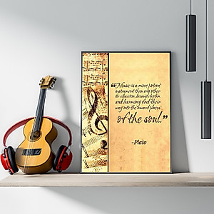 Music Finds Its Way - Plato Inspirational Quotes Music Decor Wall Art, This Wall Decor Music Poster Print is Great For Music Room, Office Decvor, And Man Cave Room Decor Aesthetic, Unframed - 8x10