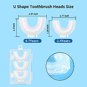 Zuzuxia Kids U Shaped Toothbrush Heads, Soft Food Grade Silicone U Shaped Toothbrush Kids Toothbrushes Replacement Heads 360° Kids Baby Toddler U Toothbrush Heads
