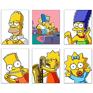 Simpsons Poster Prints - Set of 6 (8 inches x 10 inches) Movie Poster Prints - Bart Homer Marge Lisa Maggie