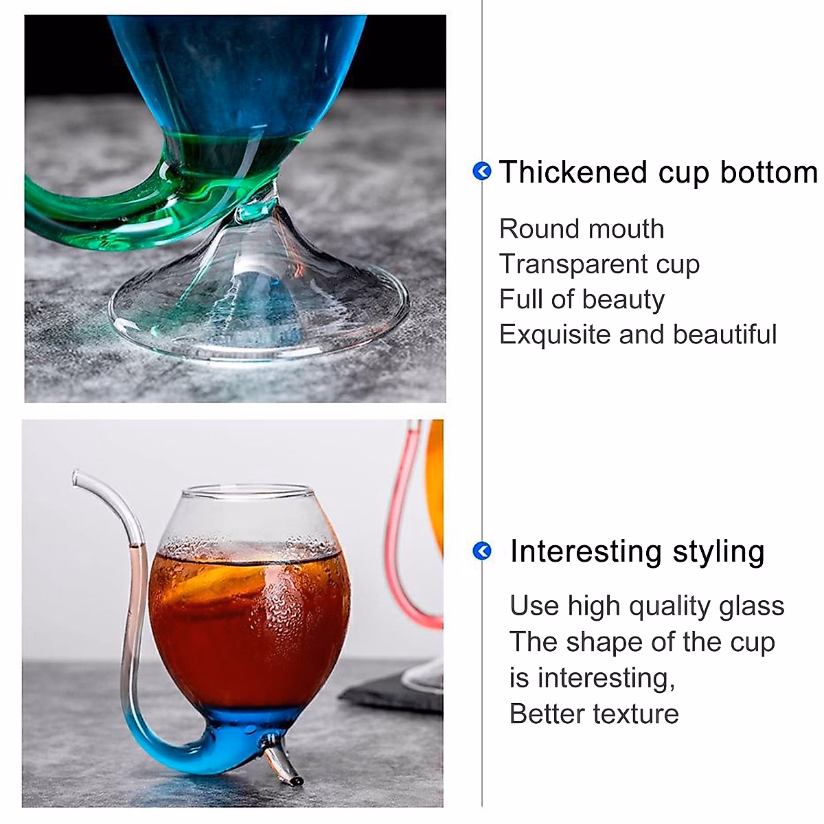 belupai Wine Glass,Set of 4 Creative Vampire Glass,Cocktail Glass with Drinking Tube Straw,Juice Cup Clear Glass Wine Decanter Cups Mugs for Wine Champagne Juice Whiskey