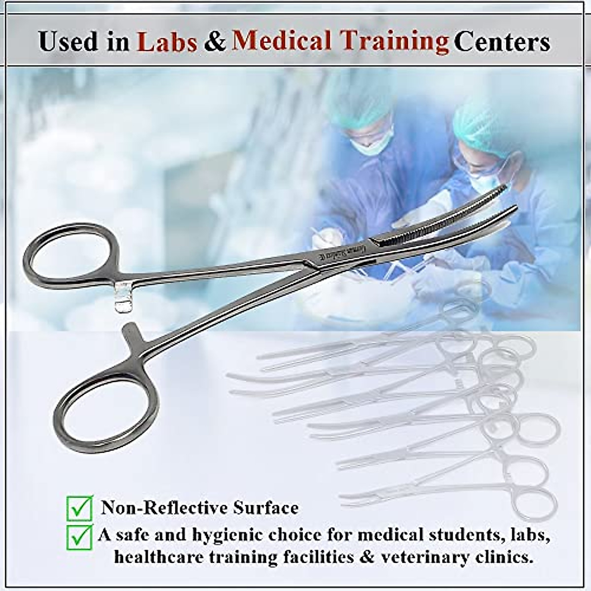 Pean Rochester Hemostat Forceps with Fully Serrated Curved Jaws Made of Stainless Steel Surgical Medical Lab Tweezers Clamps Veterinary Locking Pliers Used by Vet Tech Nurses (6.25 Inch)
