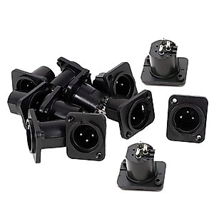 bnafes XLR Male Audio Speaker Panel Socket Microphone Adapter Straight Terminal Panel Mounted Connector 12 Pcs