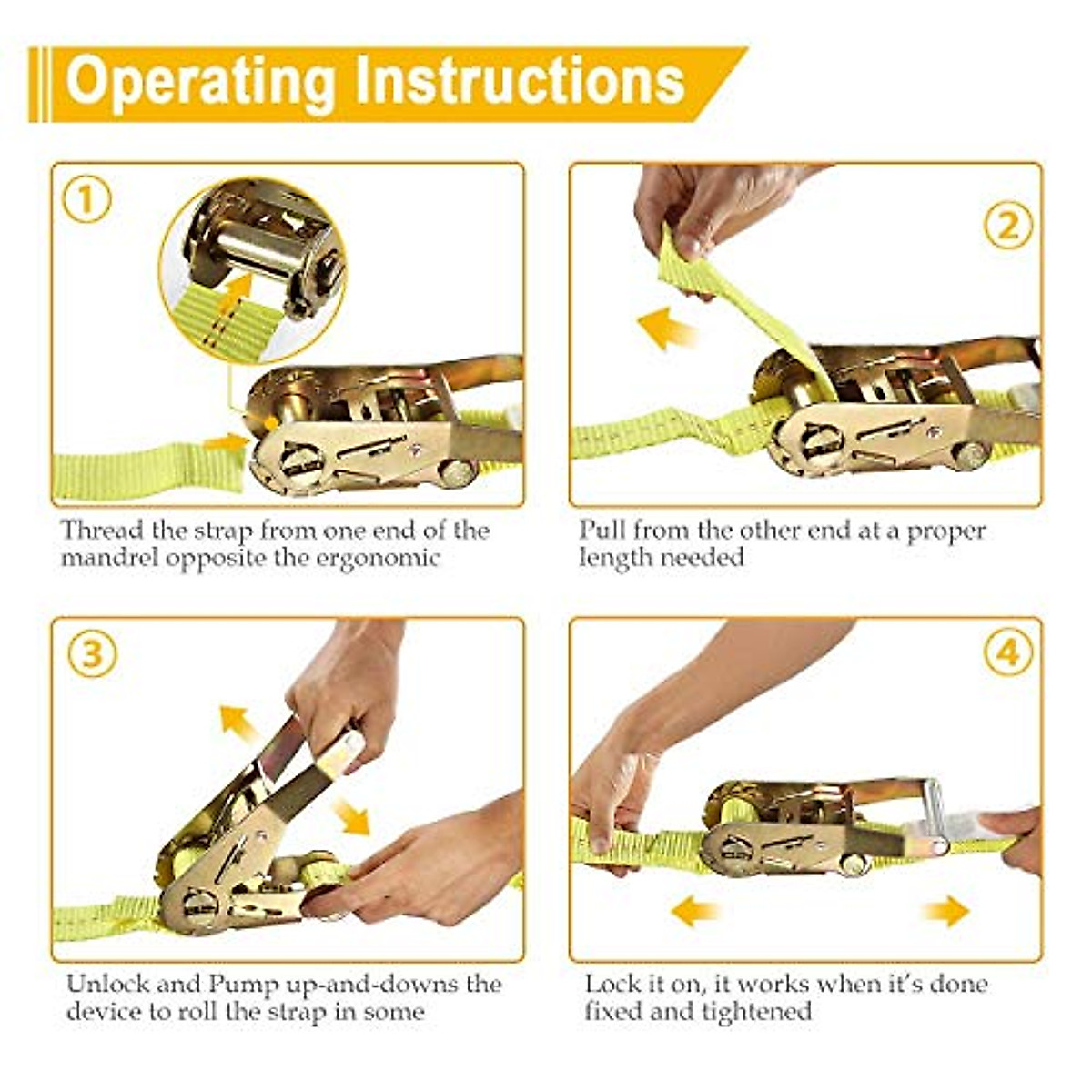 Partsam 9.5FT Axle Tie Down Strap Ratchet w/Snap Hook - 2 Pcs/Set 10000 lbs Break Strength - 3300 lbs Safe Working Load, Use to Haul Any Car Truck ATV UTV SUV etc.