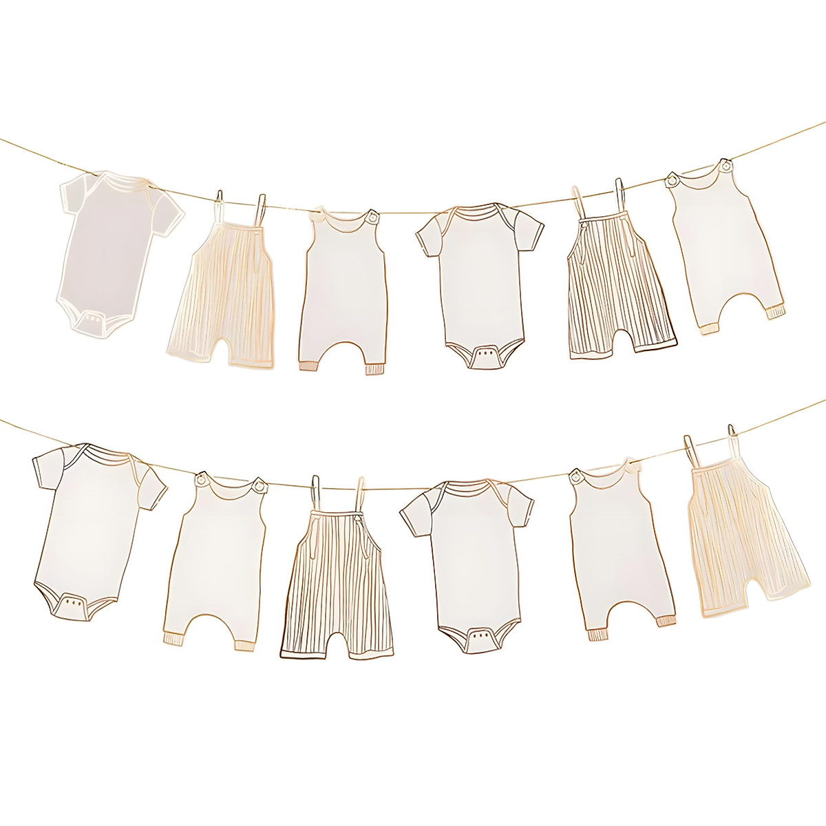 Neutral Gold Baby Shower Bunting for Baby Shower Decorations 12Pcs Baby Shower Banner for Neutral New Baby Party, Girl Boy Baby Shower Decor