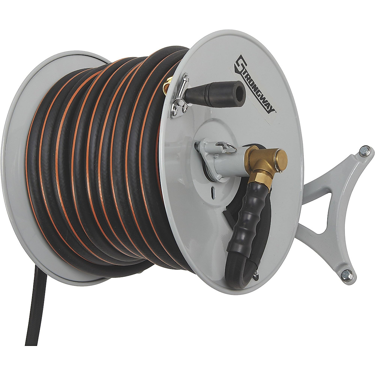 Strongway Wall-Mount Hose Reel with 6ft. Lead-In Hose - Holds 5/8in. x 150ft. Hose