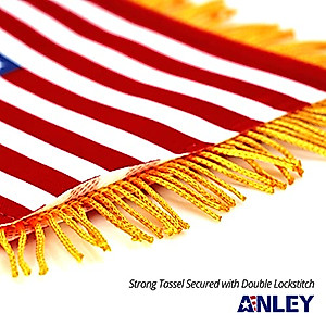 Anley 4 X 6 Inch USA Fringy Window Hanging Flag - Mini Flag Banner & Car Rearview Mirror Décor - Fringed & Double Sided - American Hanging Flag with Suction Cup