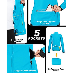 33,000ft Women's Zip Up Lightweight Athletic Workout Yoga Cycling Track Running Jacket Waterproof Windproof Reflective