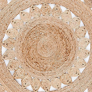 SAFAVIEH Natural Fiber Round Collection 3' Round Natural NFB246A Handmade Boho Country Charm Jute Area Rug