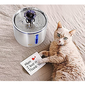 Nicelock Cat Water Fountain Pet Fountain Stainless Steel Metal Dog Drinking Fountains Automatic Pet Water Fountain Ultra-Quiet | Hygienic Material | Dishwasher Safe & Smart LED Light| 84oz/2.5L