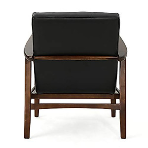 GDF Studio Conrad Mid Century Modern Arm Chair in Black Faux Leather
