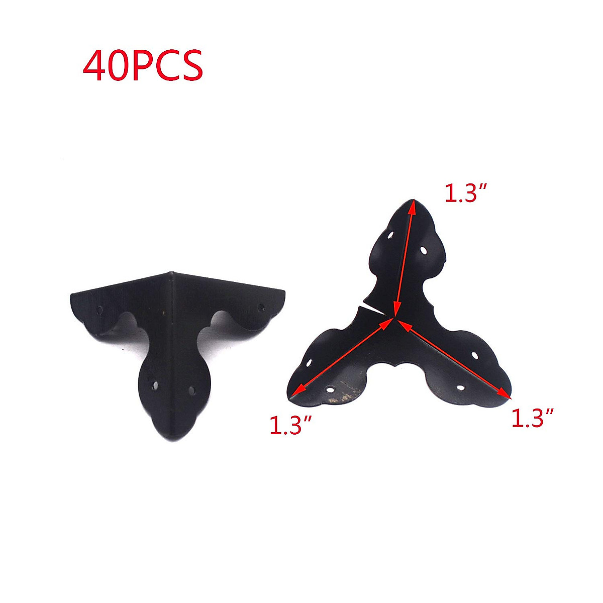 T Tulead 40PCS Metal Corner Protector Decorative Corner Hadrware Wood Corner Guards Black Edge Guard 1.3" with Mounting Screws