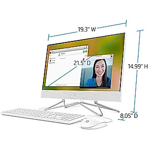 HP 2022 Newest 22-inch FHD All-in-One Desktop Computer - Dual-Core AMD Athlon Silver 3050U - 8GB DDR4 RAM-256GB SSD - WiFi Bluetooth - Windows 11 Pro - Snow White w/ 32GB USB Drive