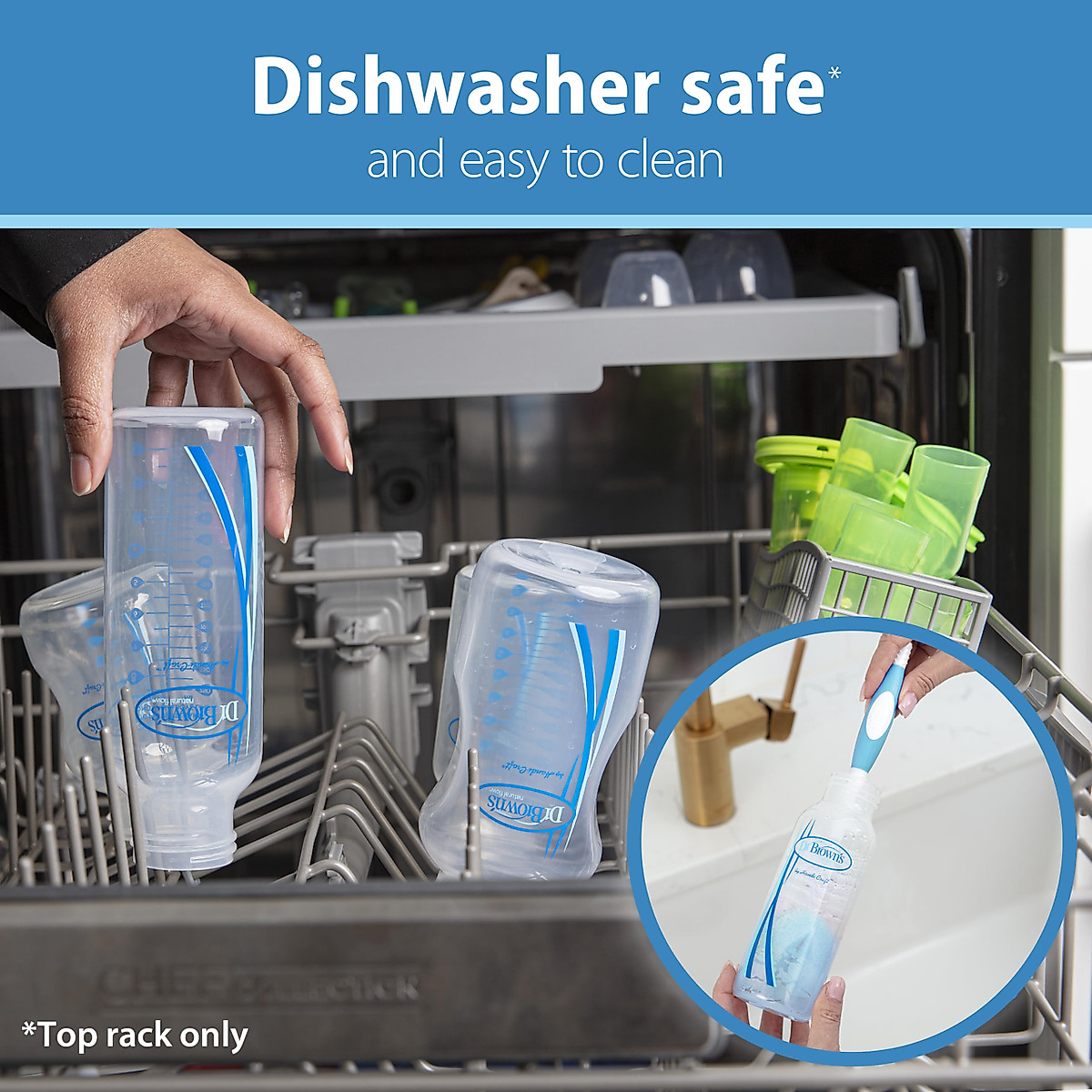 Dr. Brown’s Natural Flow® Anti-Colic Options+™ Narrow Baby Bottles 8 oz/250 mL, with Level 1 Slow Flow Nipple, 4 Pack, 0m+