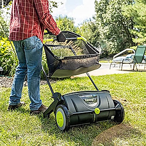 Earthwise LSW70021 21-Inch Leaf & Grass Push Lawn Sweeper, Width, Black