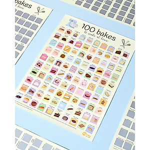 100 Bakes Scratch Off Poster | Baking Bucket List | Recipe Links Included | A3