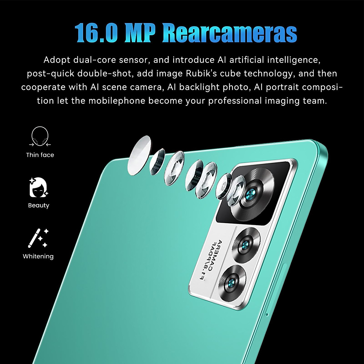 Tangxi 10.1 Inch FHDTablet with Keyboard and Case, 8GB RAM 256GB ROM, Dual Camera, 2 Card Slots (US Plug)