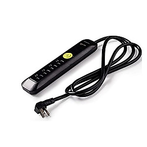 Power Strip Surge Protector with 4 Outlets Heavy Duty 6 ft Extension Cord for Home and Office by Easylife Tech, Black