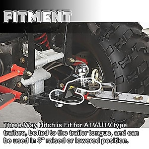VONLX Three-Way Hitch Attachments Fit for ATV/UTV Type Trailers Universal 3-Way Hitch ATV Attachment