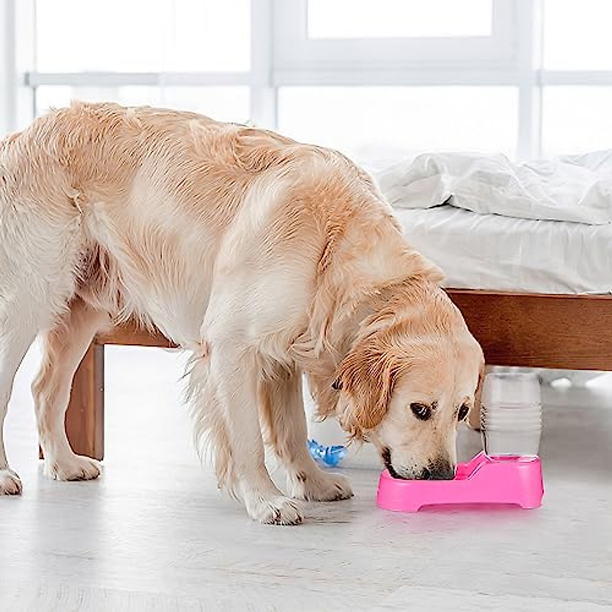Mipcase Puppy Supplies Dog Water Feeder, Dog Water Dispenser Large, Automatic Pet Food Water Dispenser Plastic Food Feeding Bowls for Dogs Cats () Auto Feeder