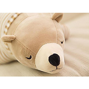 MMTTAO Stuffed Polar Bear Animal Plush Toy 20 Inch Large Brown Sleeping Bear Animal Stuff Soft Plushies Cute Dolls Collection Huggable Throw Pillow Cushion Gifts for Kids Children Boys Girls, 20Inches