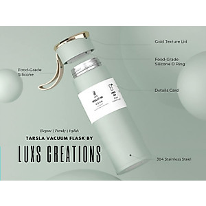 Vacuum Insulated Stainless Steel Metal Flask Thermos Water Bottle with Handle | Elegant Design | Reusable Leak Proof BPA-Free Flask for Gym, Travel, Sports, Gift | 16oz (450ml) (Light Pink)