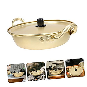 Pot Rice Cooker Steamer Instant Hotpot Asian Ramen Aluminum Ramyun Cooker Pan Korean Traditional Pot Cooking Noodles Pot Ramen Pot Yellow Aluminum Alloy Pot Food French Golden