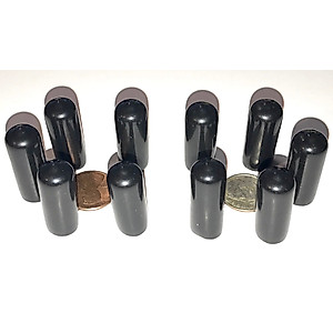 SBDs (Pack of 10): 3/8"- 7/16" Round Black Vinyl Flexible End Cap Bolt Screw Rubber Thread Protector Safety Cover | for 0.375 Inch Pipe Post Tubing Rod OD Cover - 1" inside Height.