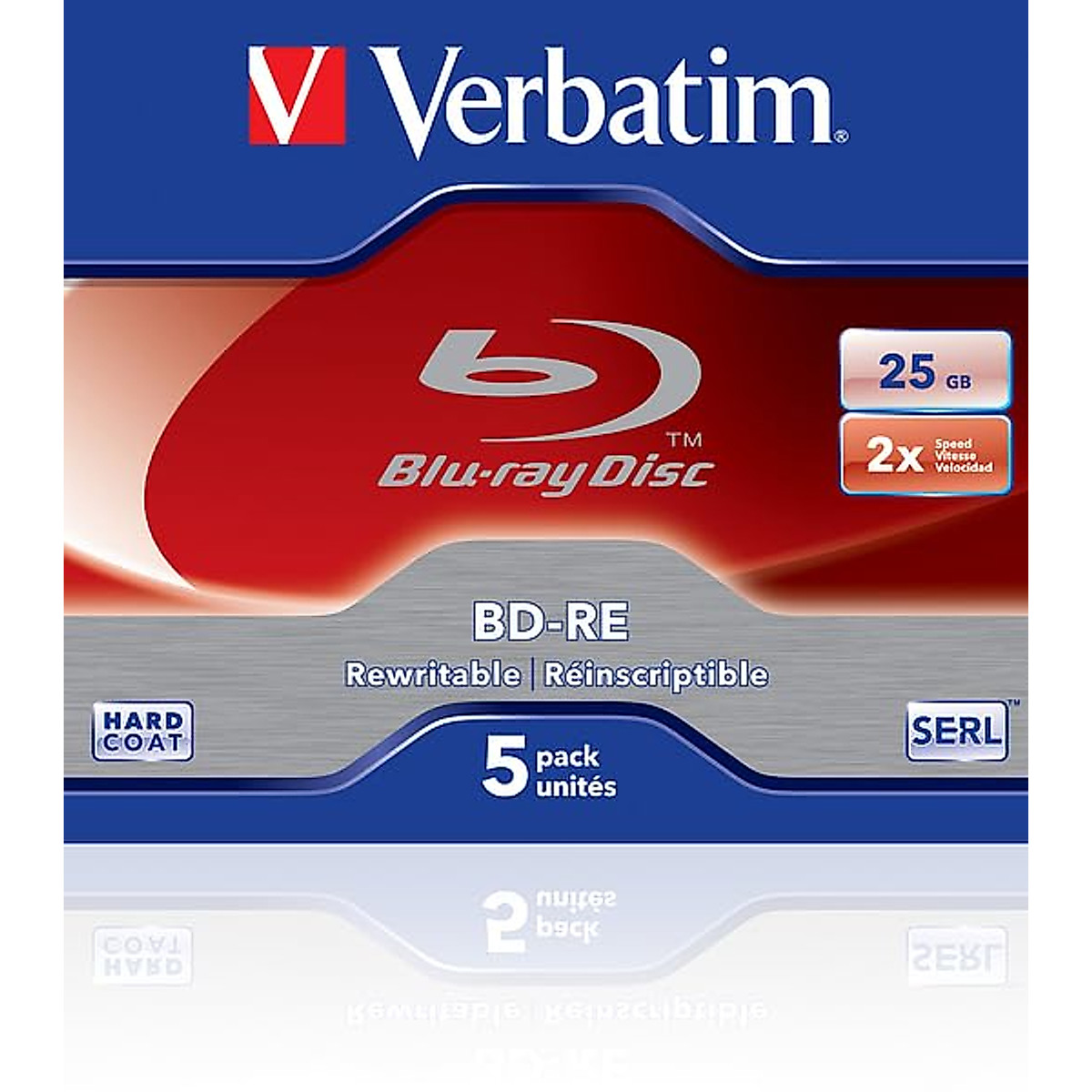 Verbatim BD-RE 25GB 2X with Branded Surface - 5pk Jewel Case