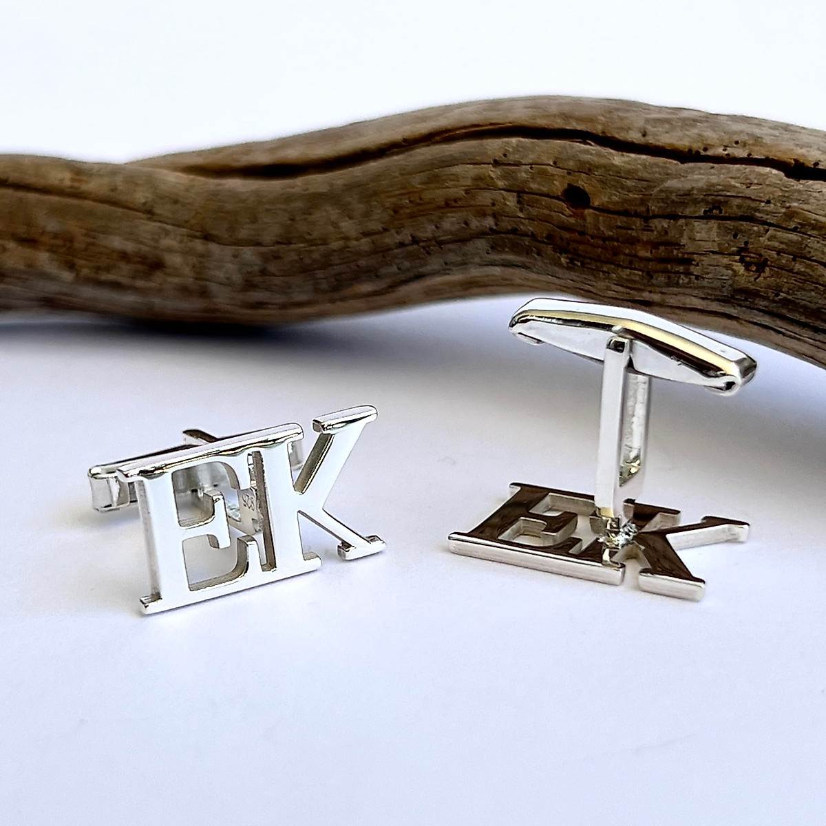 Personalized Name Cufflinks, Customize it with Your Letter, Initials Sterling Silver or 14k Yellow Gold Plated Cufflinks, Mens Gift, Gift for Dad, Groomsmen Gift