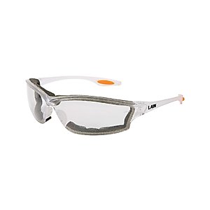 MCR Safety LW310AF Law 3 Anti-Fog Safety Glass w/Orange Temple Insert, Standard, Clear (Pack of 12)
