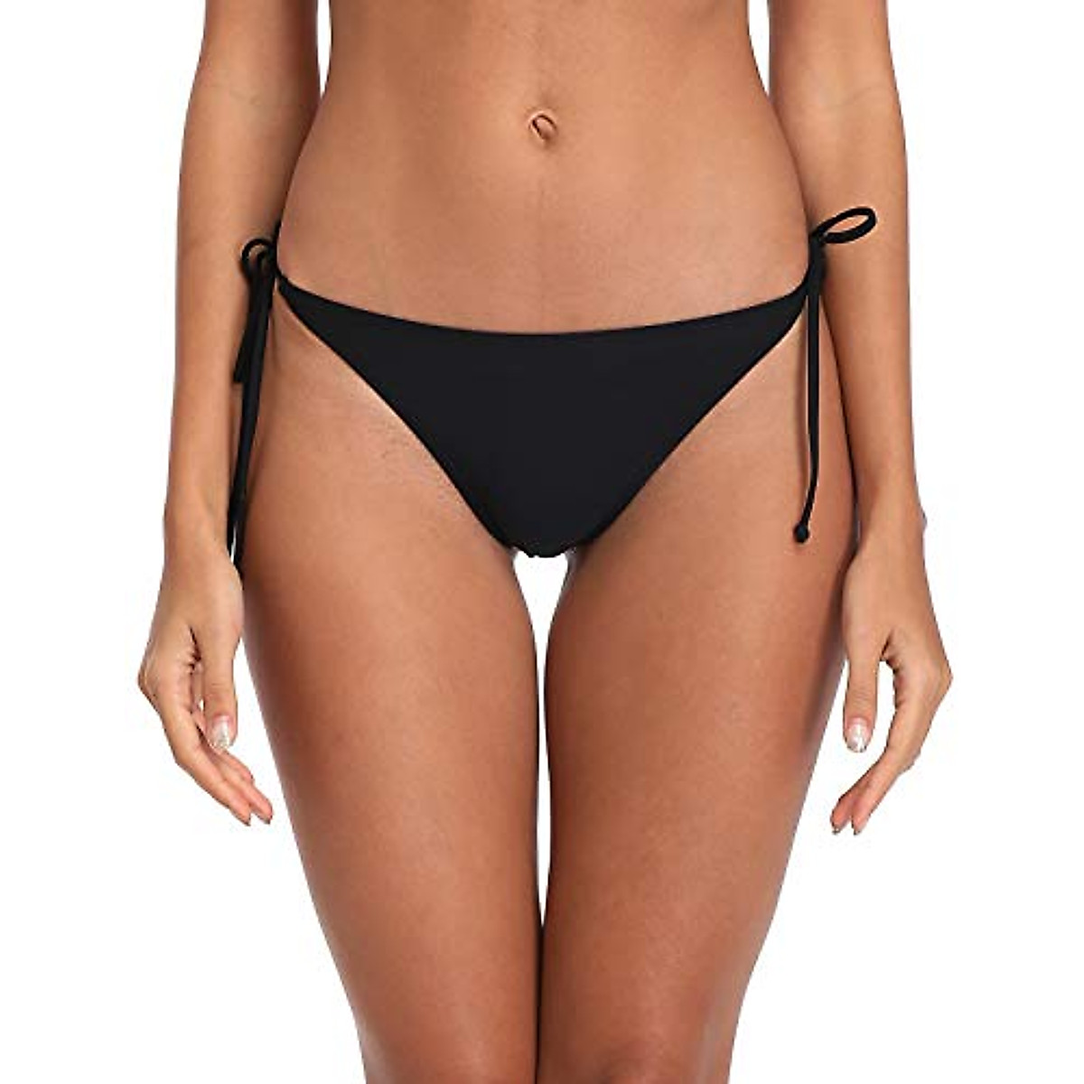 RELLECIGA Women's Black Tie-Side Thong Bikini Bottom Size Small