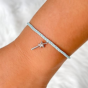 Pura Vida Silver-Plated Disney Bibbidi Bobbidi Boo Bracelet - Adjustable Band, Brand Charm - Ice Blue